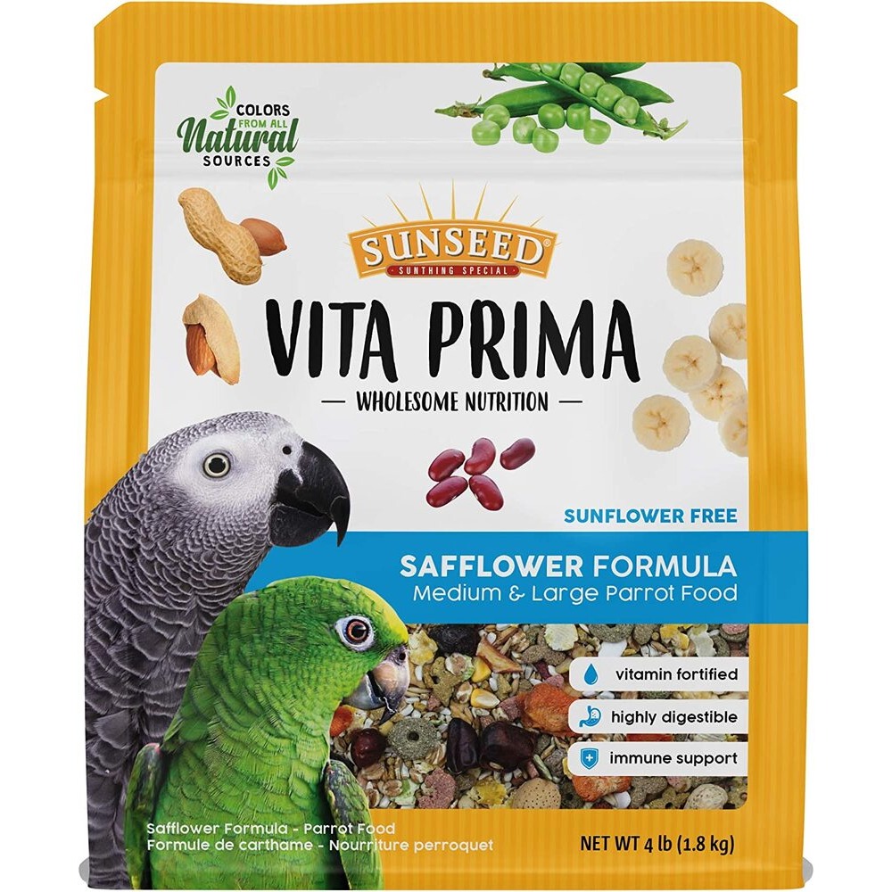 Sunseed Vita Prima Safflower Formula Medium & Large Parrot Food 4 LBS ...