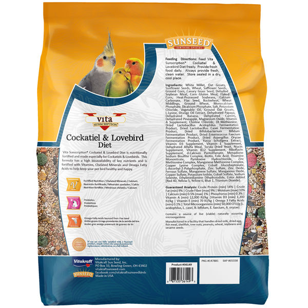 Vita Cockatiel & Lovebird Diet - Arroyo's Feed N' Grain