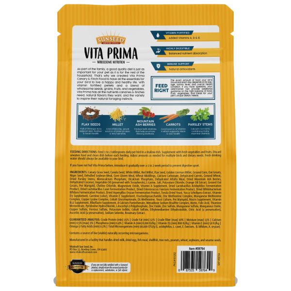 Sunseed Vita Prima Canary & Finch Food - Arroyo's Feed N' Grain